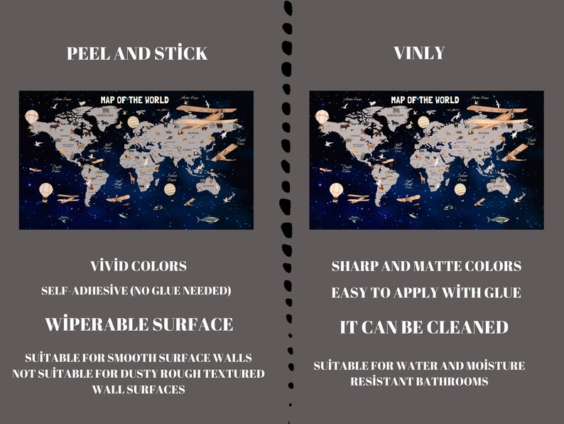 Child Map Kids Room Wallpaper With Space Background, Peel and Stick ...