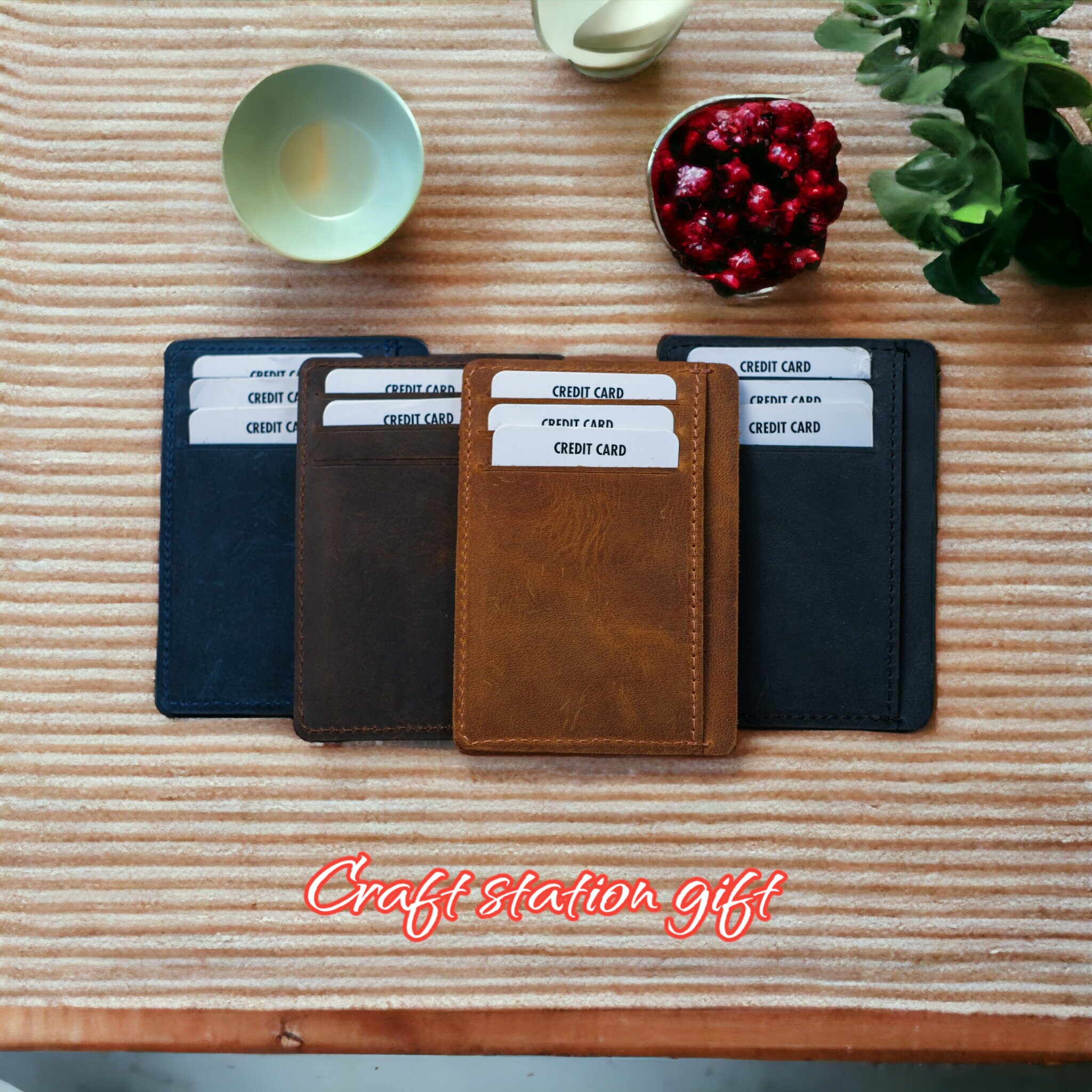 Minimalist Card Holder, Handmade Leather Card Wallet, Elegant Slim Card ...