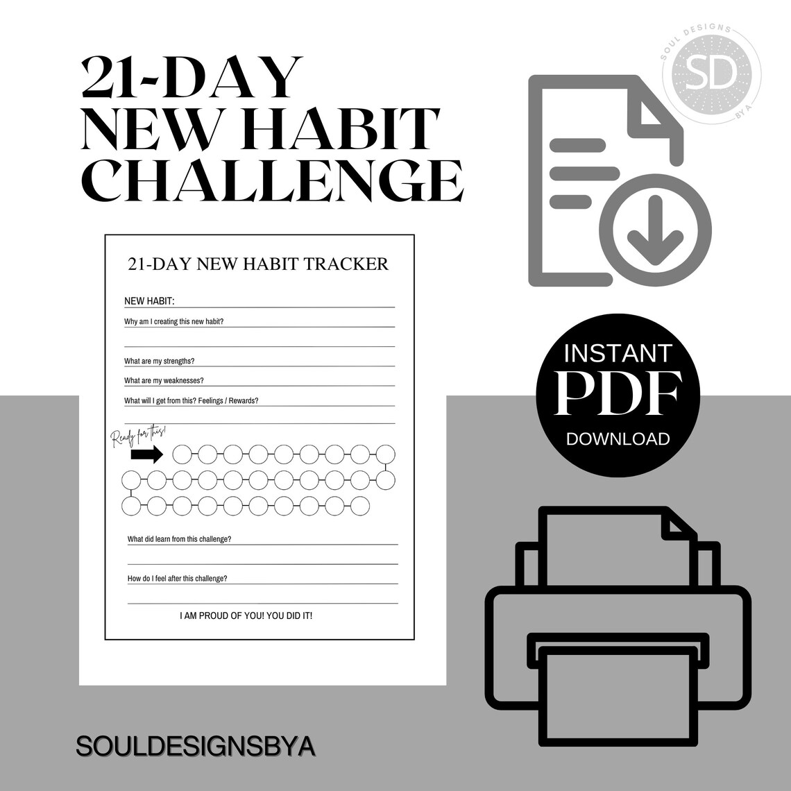 21-day New Habit Tracker Printable Habit Tracker Instant Download PDF ...