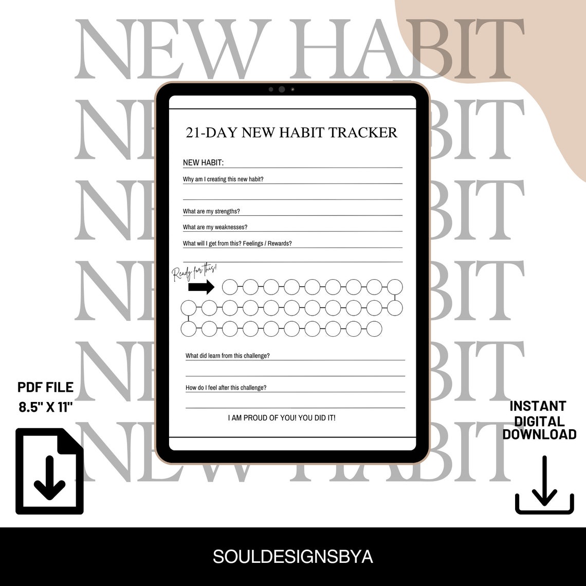 21-day New Habit Tracker Printable Habit Tracker Instant Download PDF ...