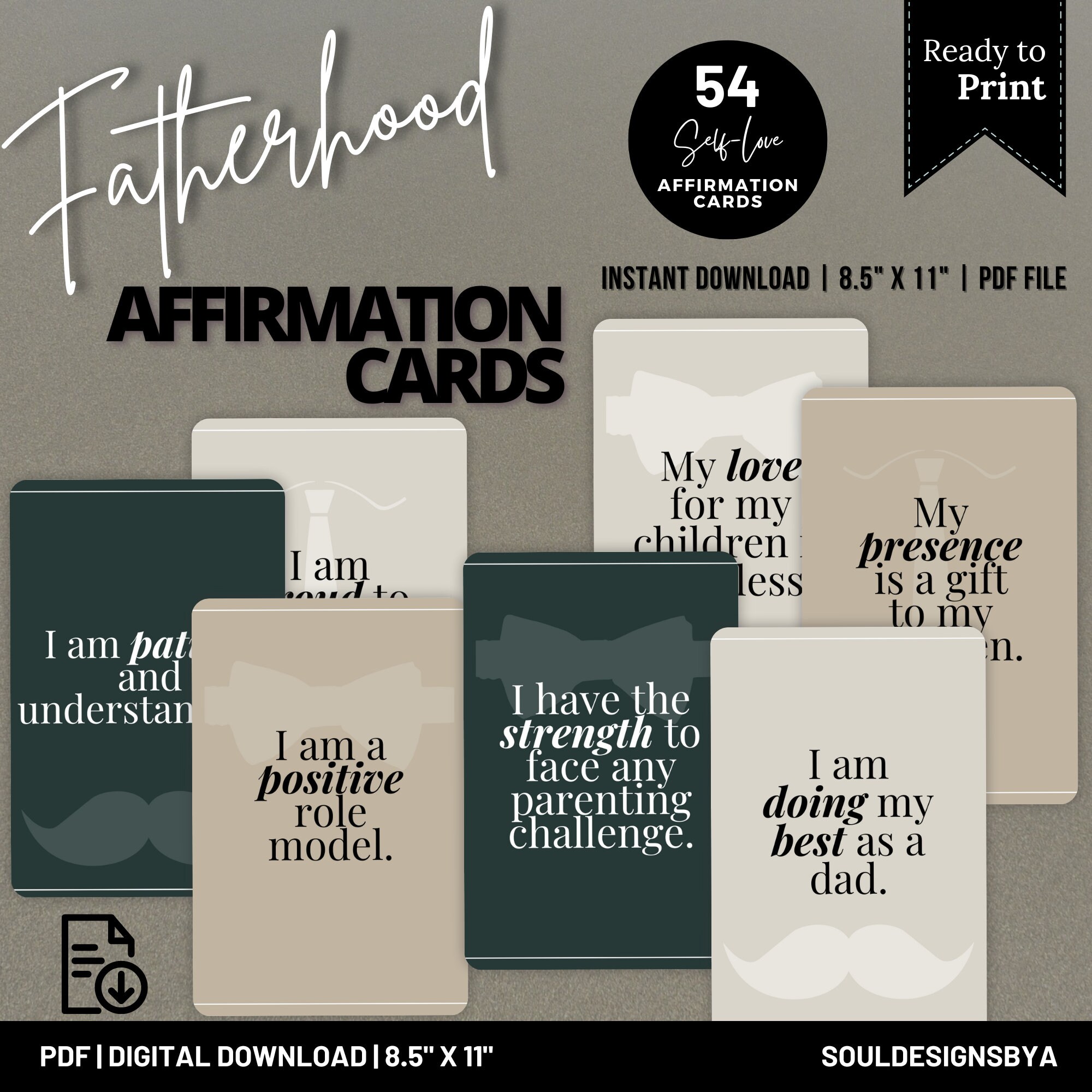 Father's Day Affirmation Daily Cards, Affirmation Cards, Mental Health ...