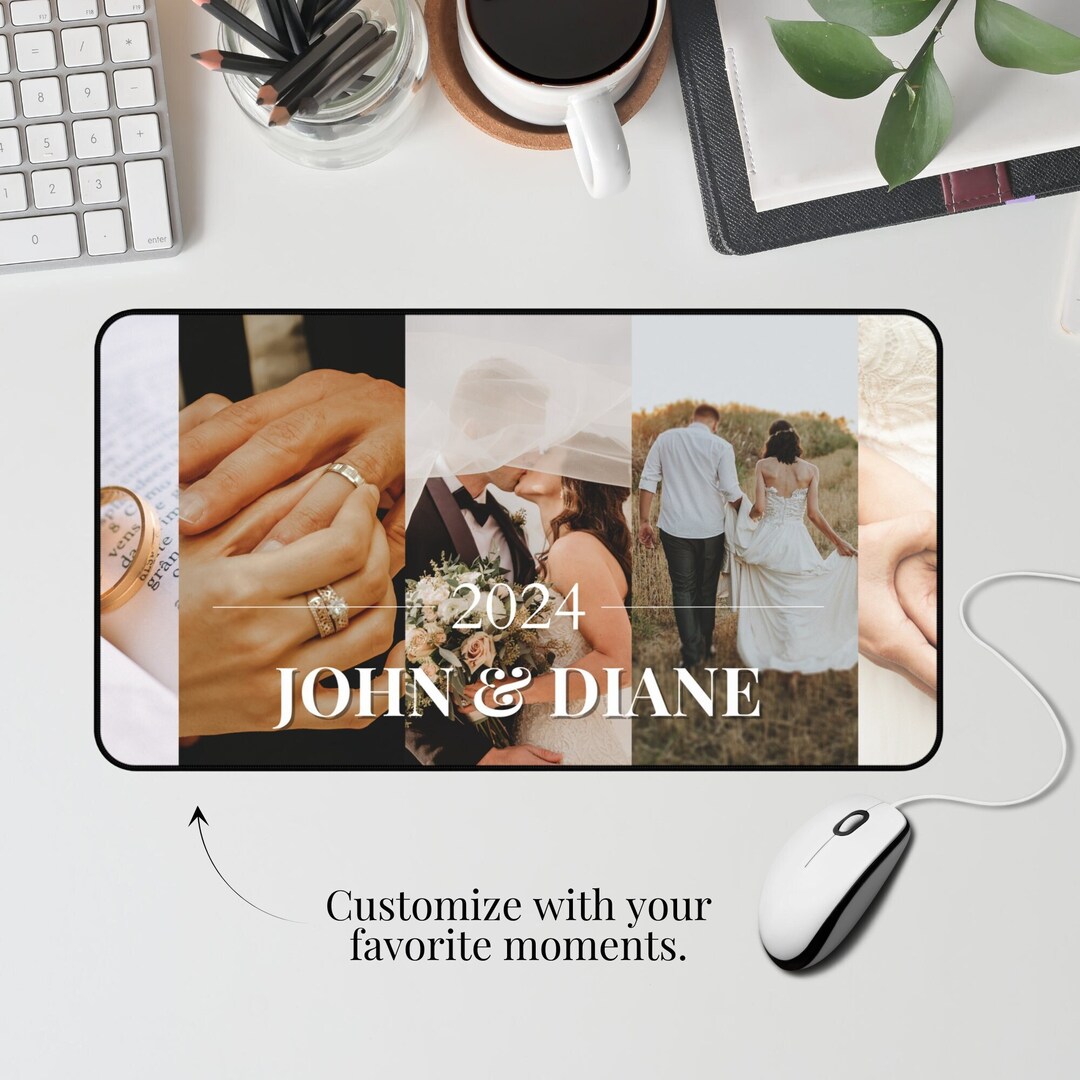 Personalized Large Photo Mouse Pad, Couples Collage Desk Mat, Wedding ...