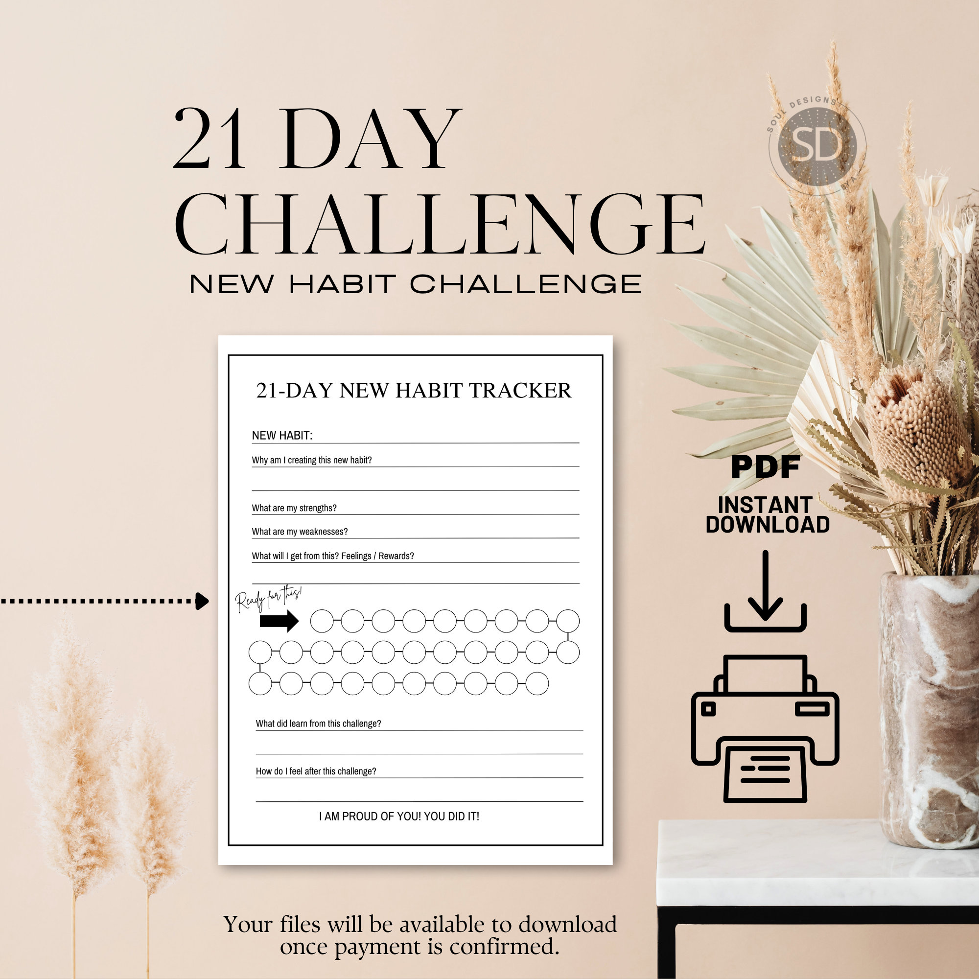 21-day New Habit Tracker Printable Habit Tracker Instant Download PDF ...
