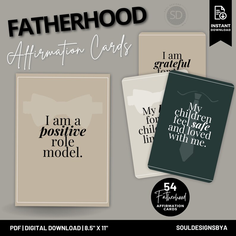 Father's Day Affirmation Daily Cards, Affirmation Cards, Mental Health ...