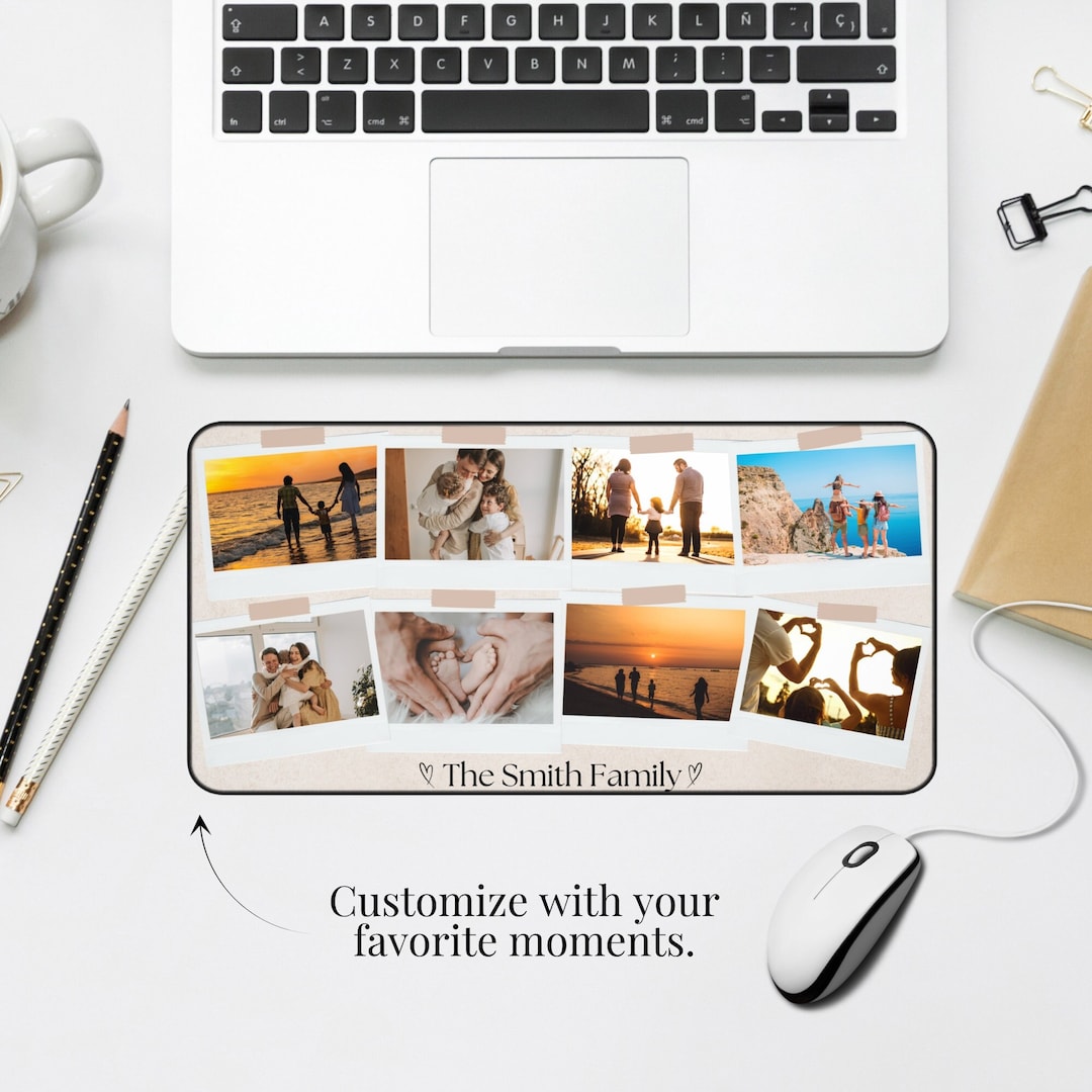 Personalized Family Collage Desk Mat, Custom Couples Photo Collage Home ...
