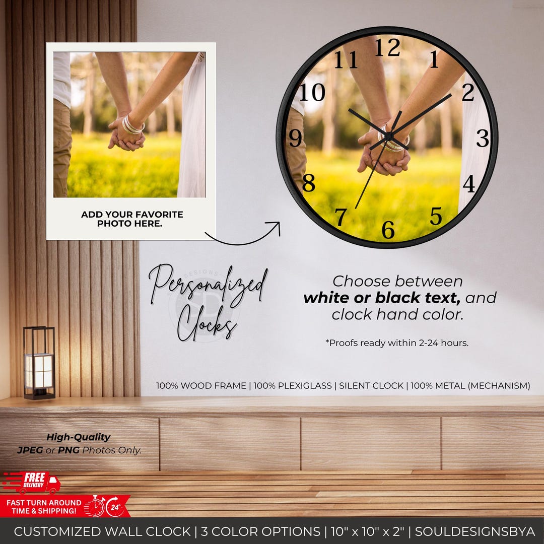 Custom Large Photo Wall Clock: Personalized Clock Gift for Couples - Etsy