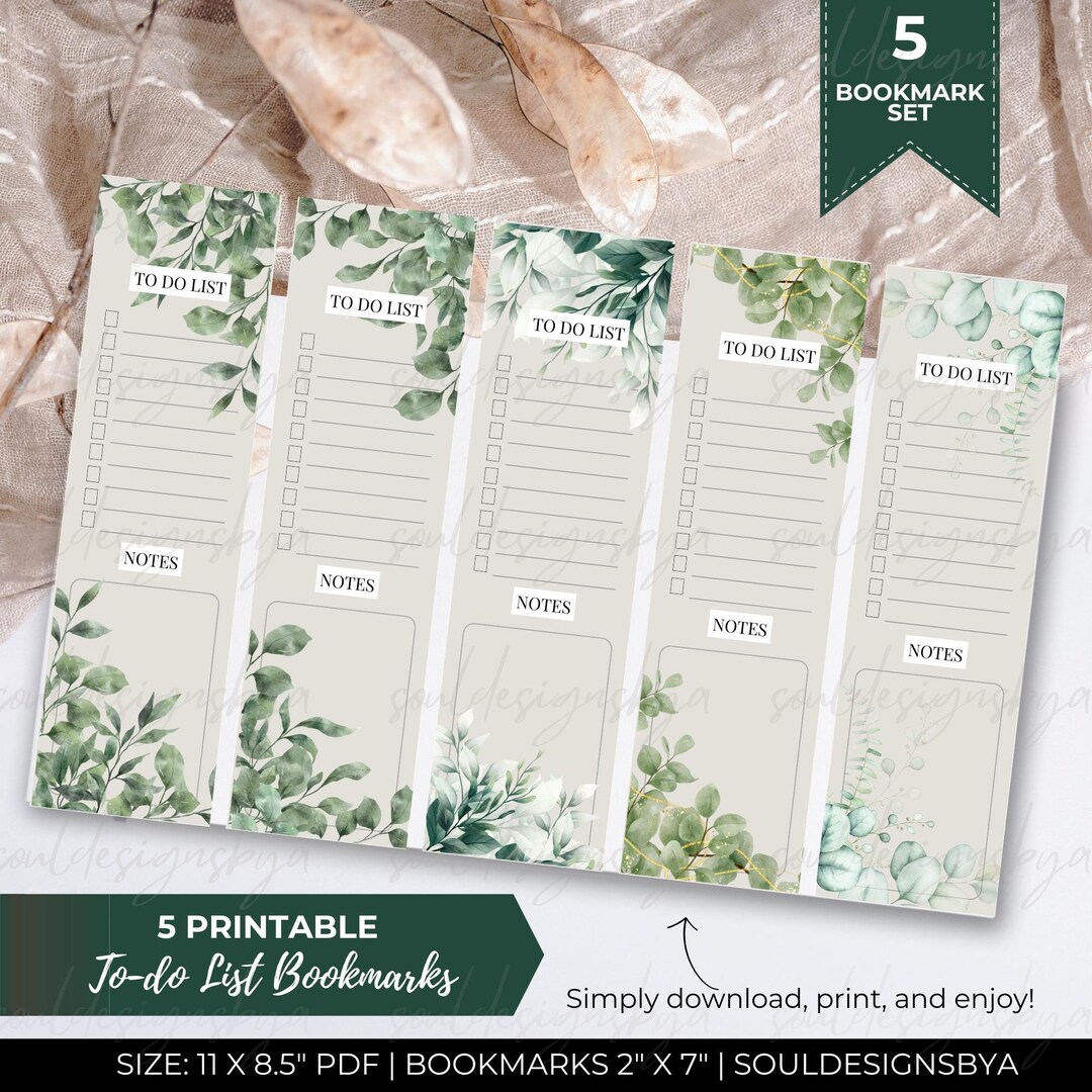 Minimalist To-do List Bookmark Set: Floral Design (digital Download) - Etsy