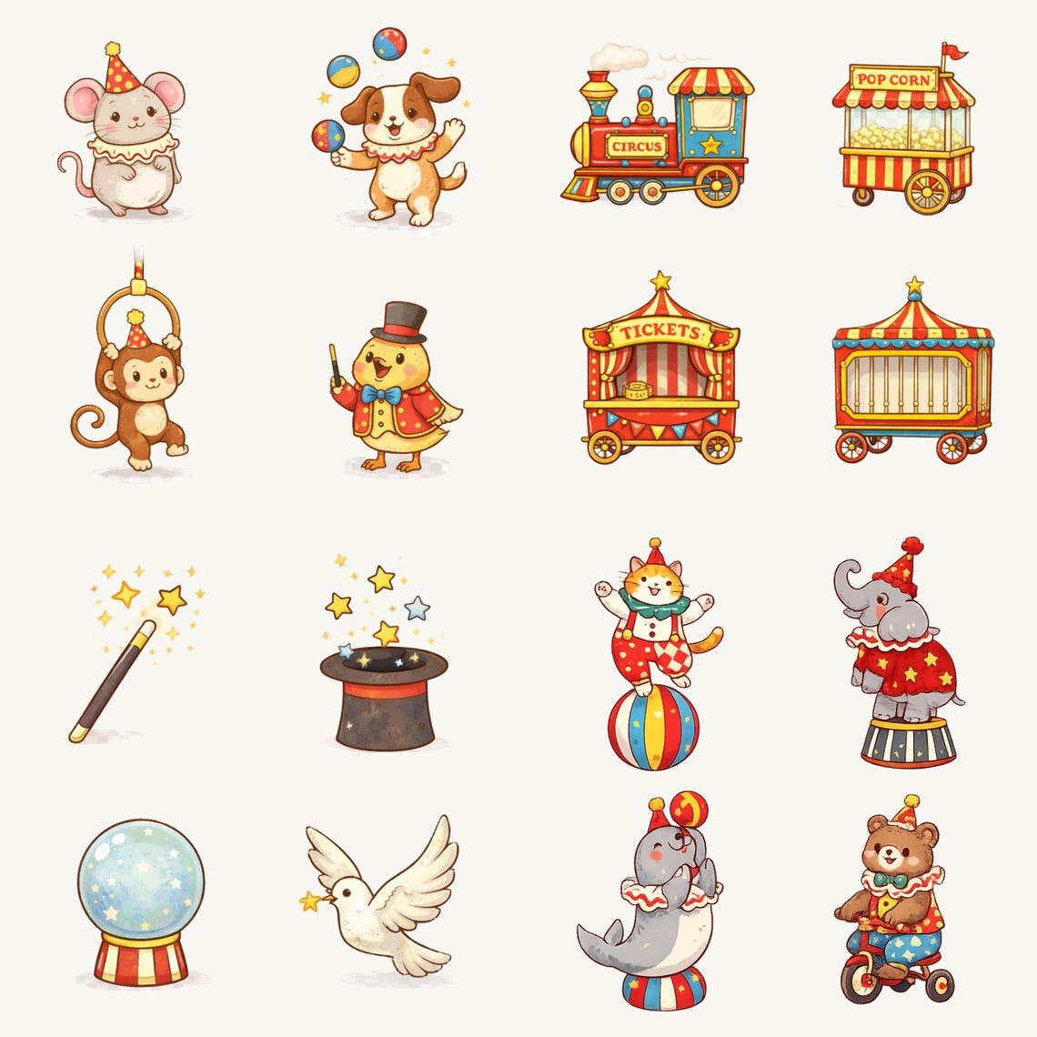 Clowncore Circus Clipart Bundle | Carnival PNG Illustrations - Etsy