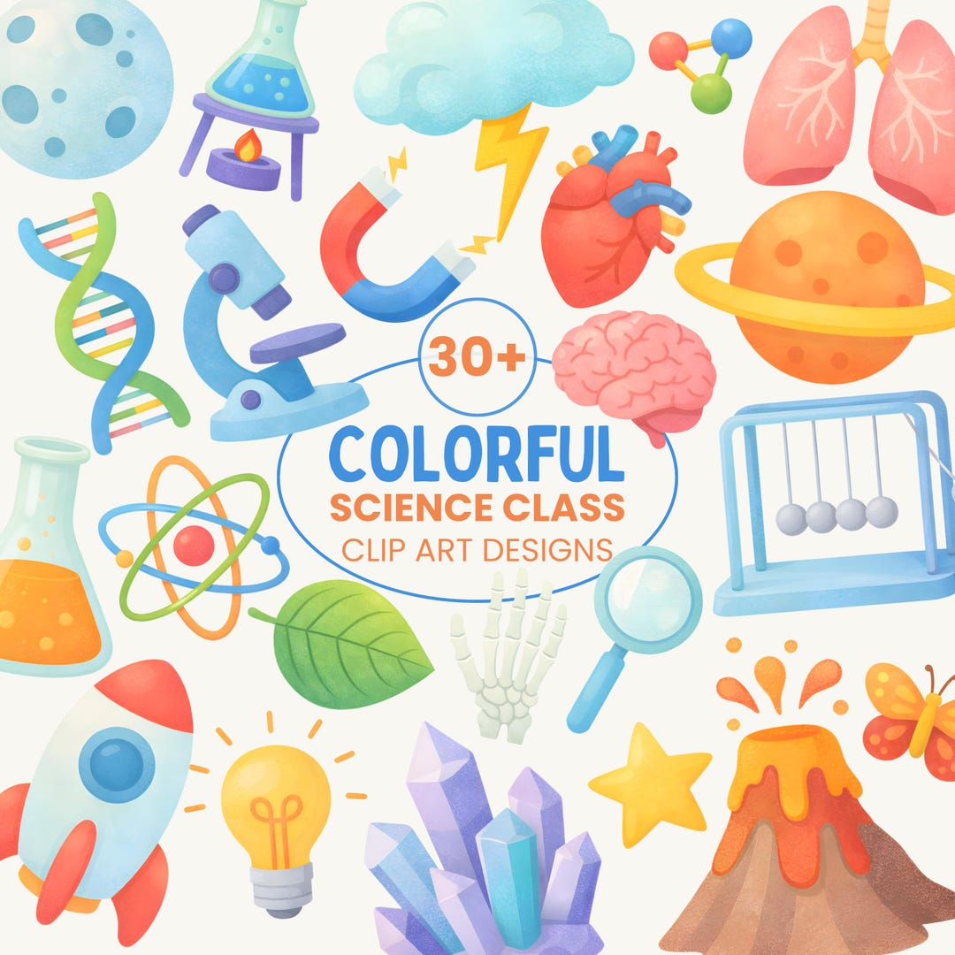 Colorful Science Clip Art | STEM Icons, Teacher Graphics (digital ...