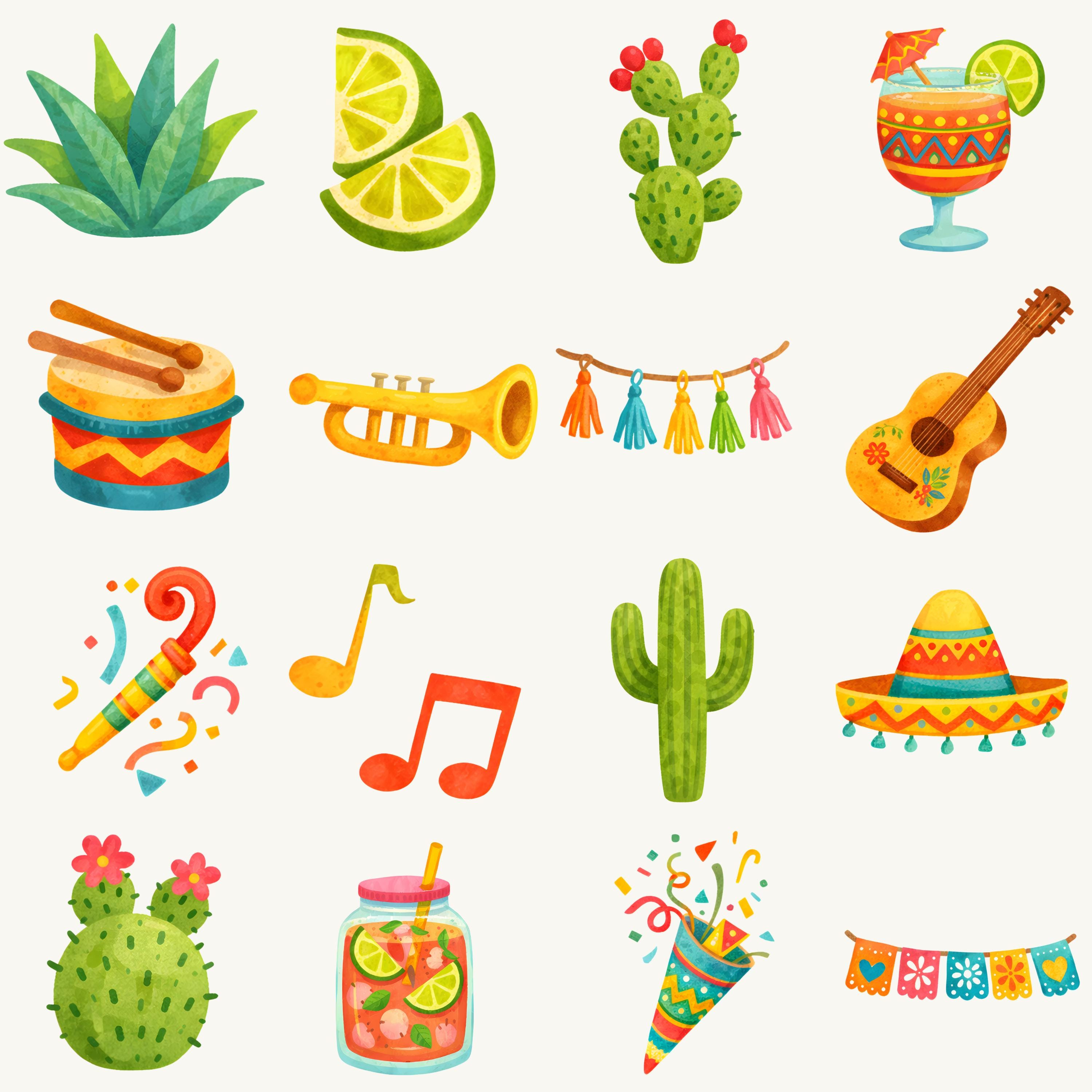 Cinco De Mayo Clip Art Bundle | Colorful Fiesta Graphics PNG | Sticker ...
