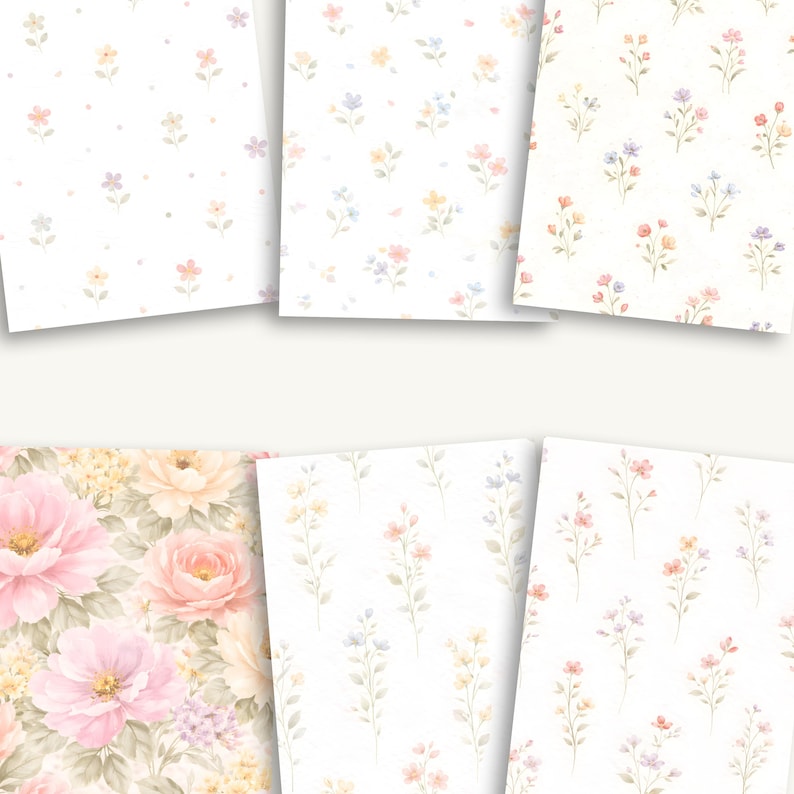 Dainty Spring Floral Digital Paper Pack | 12 Seamless Patterns | Soft ...
