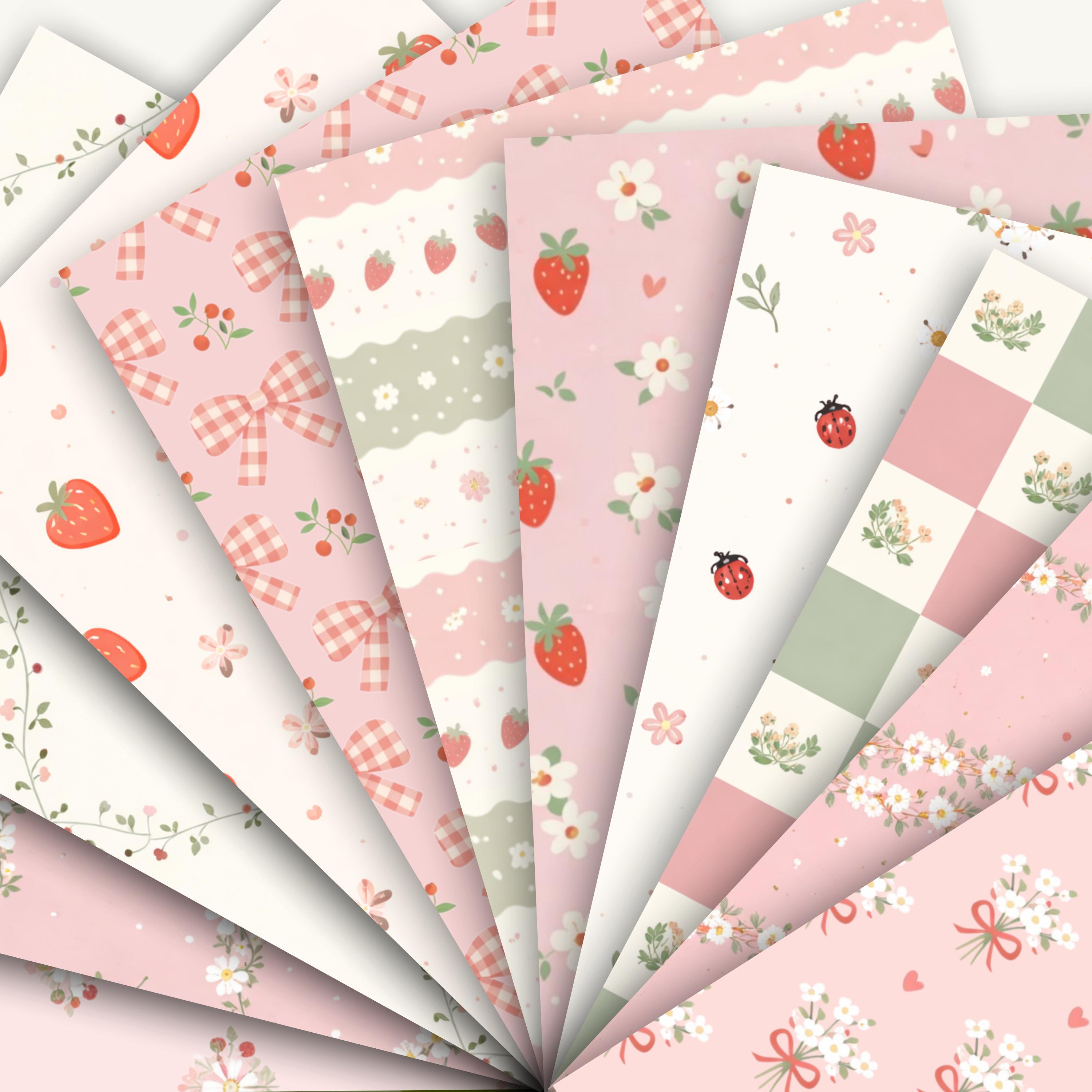 Strawberry Coquette Digital Paper | Cottagecore Seamless Patterns ...