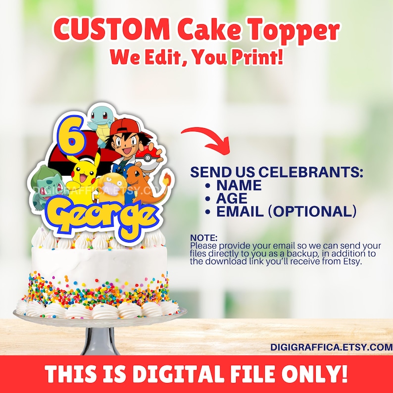 Pocket Monster Cake Topper – Personalized Party Decor (digital Download ...