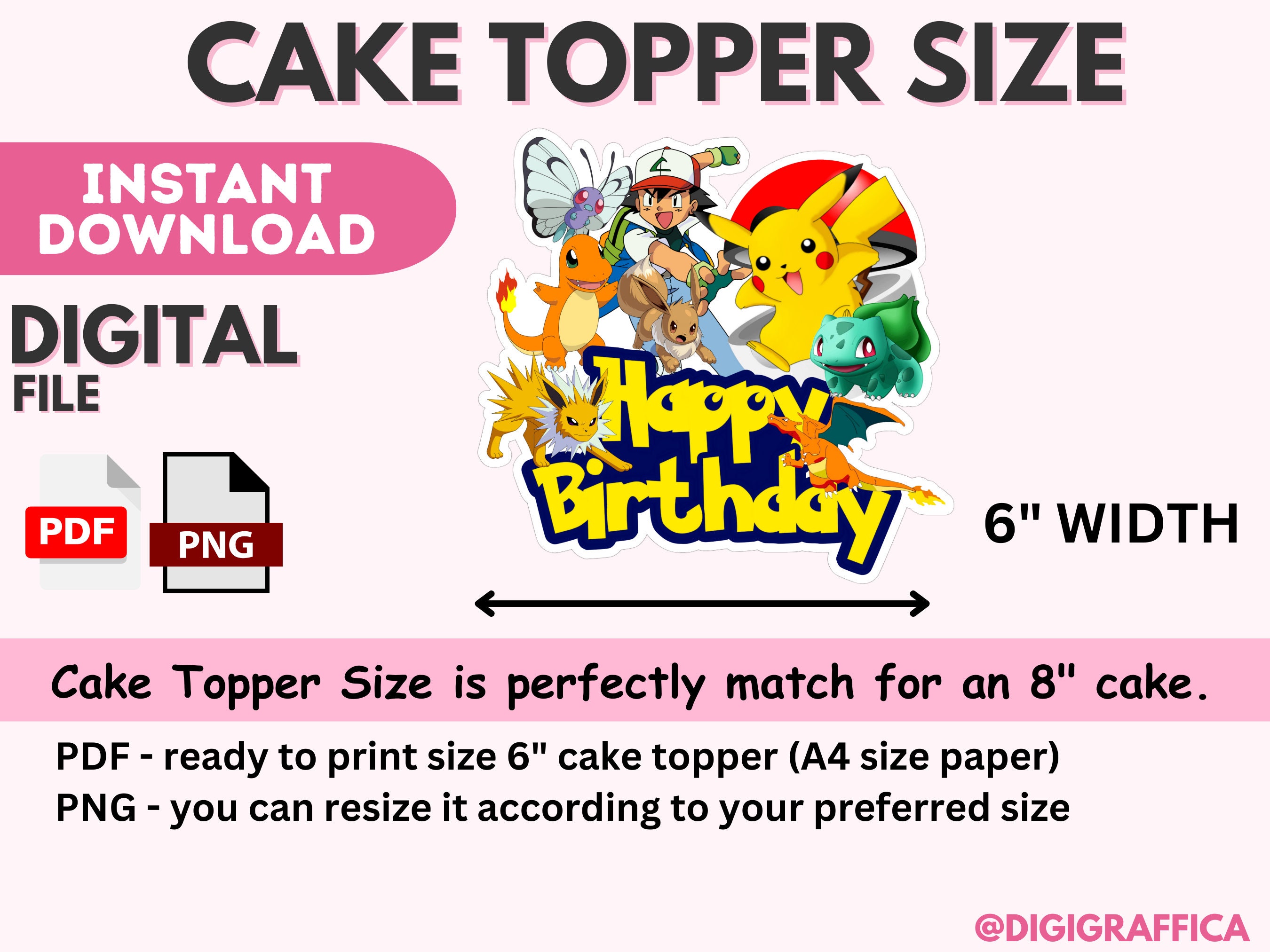 P0kem0n Instant Download Cake Topper, Digital File Download, Cake ...