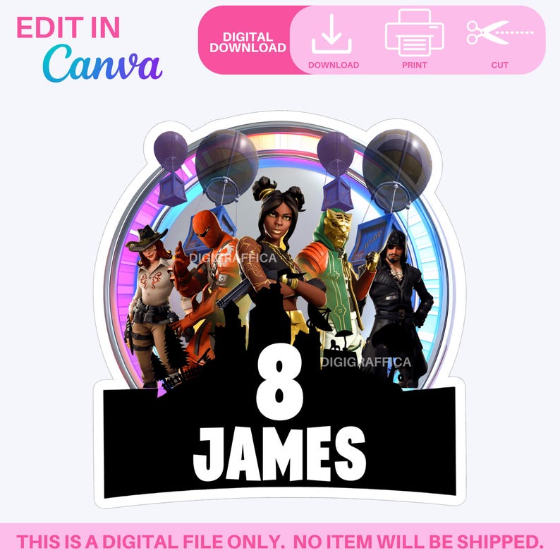 Battle Royale Cake Topper: Editable Gamer Party Decor (digital Download ...