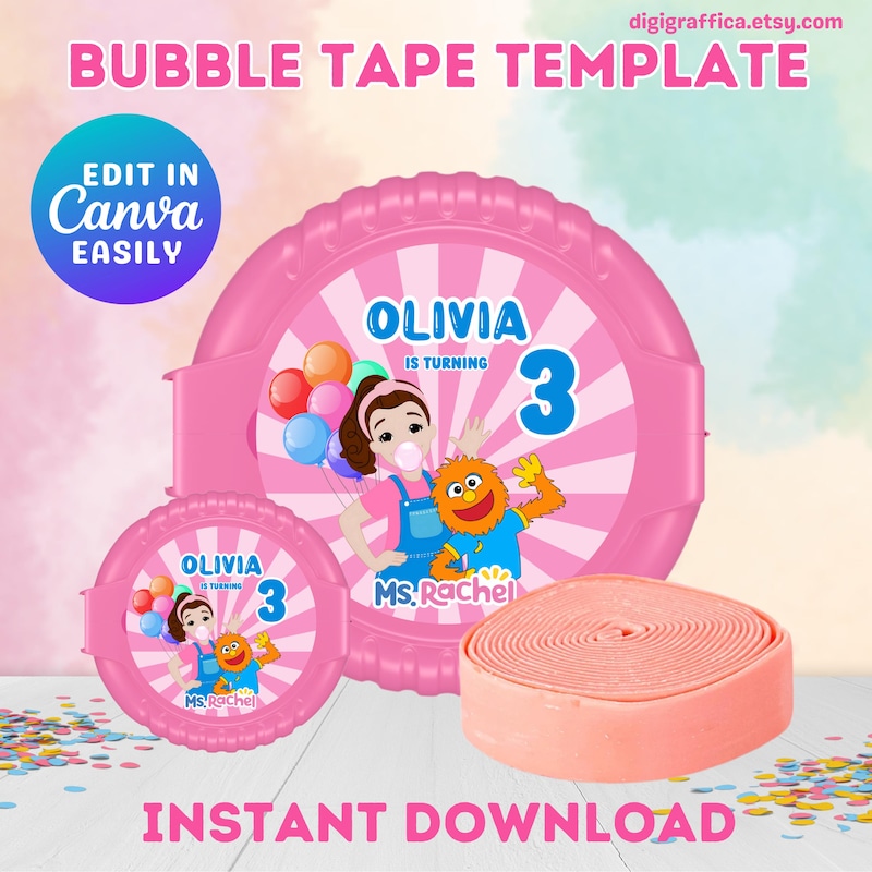 Bubblegum Labels Template - Etsy