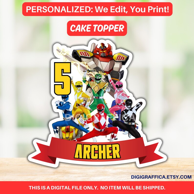 Personalized Power Rangers Cake Topper, Party Printables: We Edit, You ...