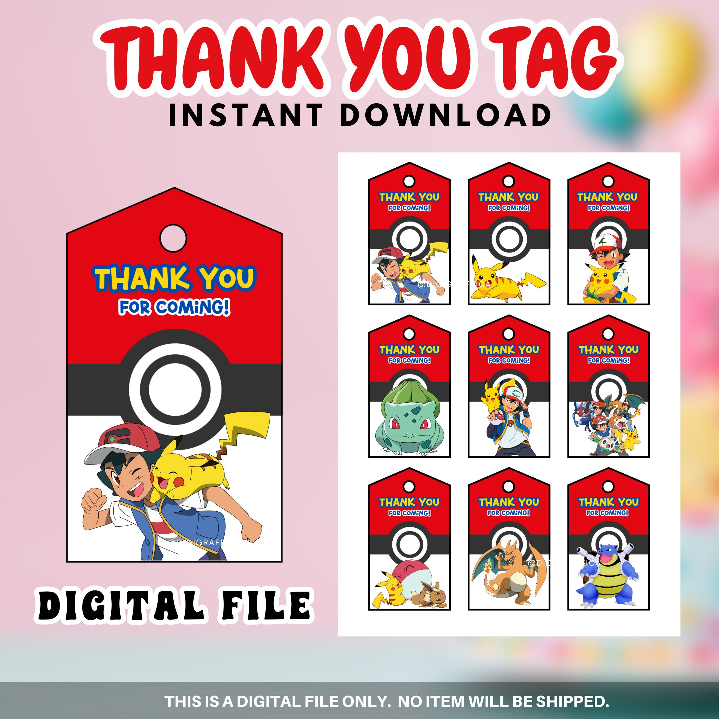 Pikachu, Party Favor Tags, Png Files, Birthday Stickers, Party ...