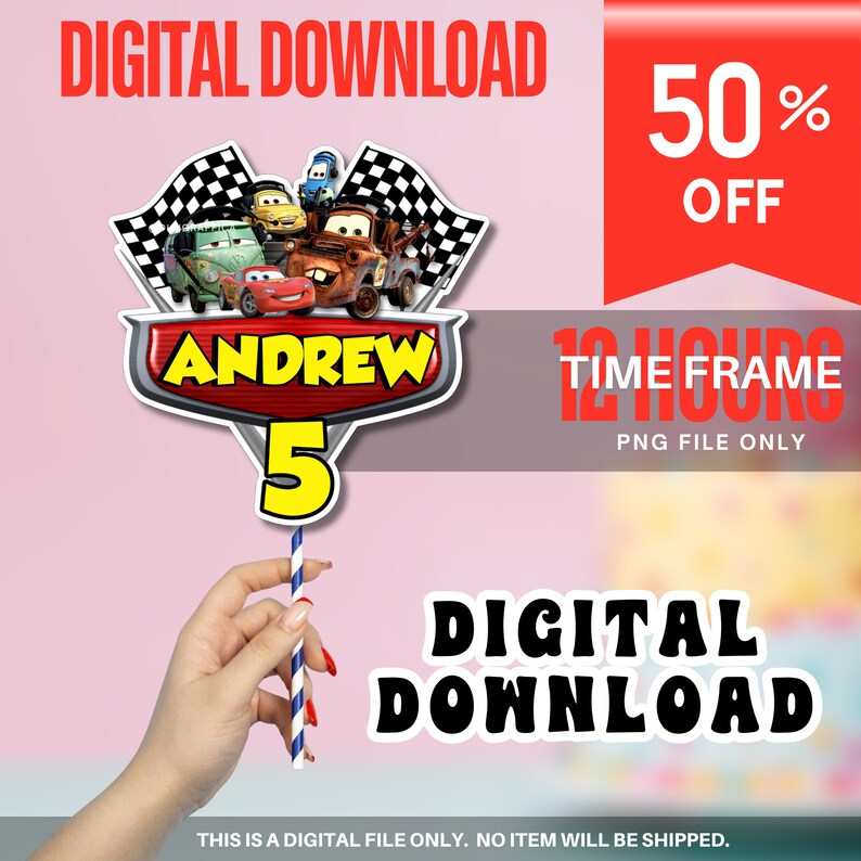 Cars Cake Topper, Cars Theme Cake Topper, Cars Printable Cake Topper ...