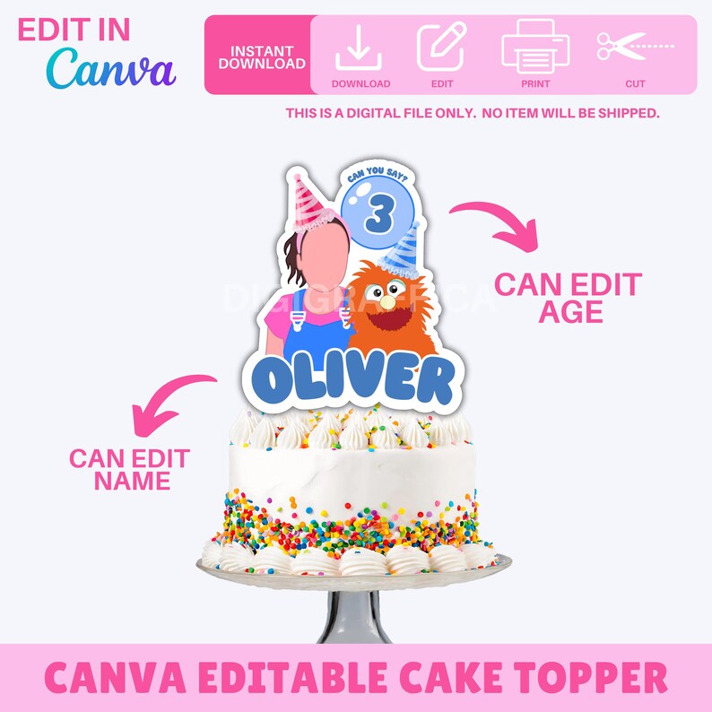Miss Rachel Cake Topper for Boys | Editable Canva Template | Digital ...