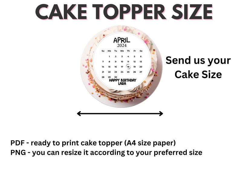 Calendar Cake Topper Design , Calendar Cake Topper, Calendar on Cake ...