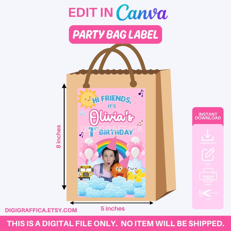 Ms Rachel Party Favor Bag Label: Editable Canva Printable Template ...