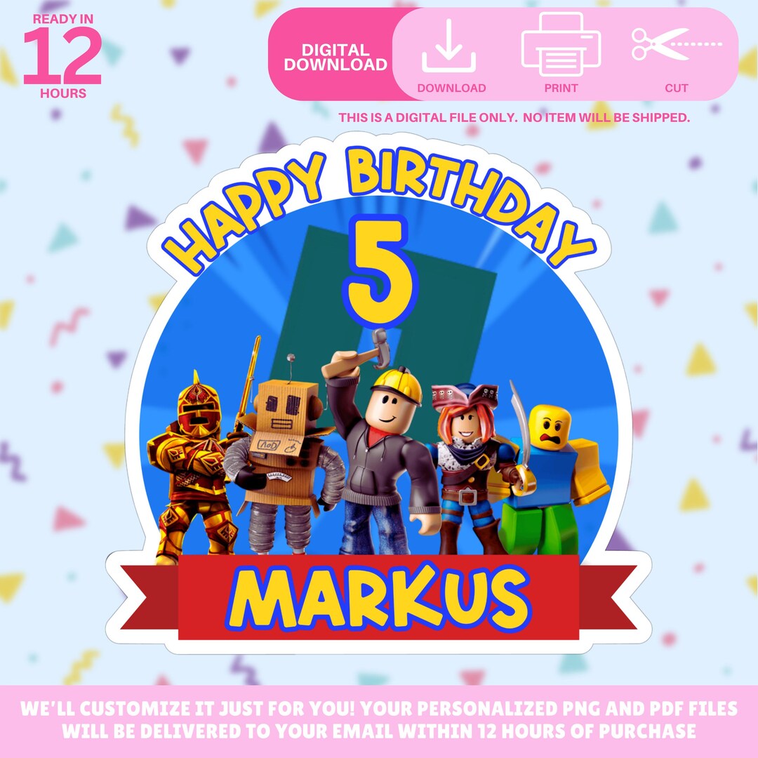 Personalized Roblox Digital Cake Topper, Printable Digital Cake Topper ...