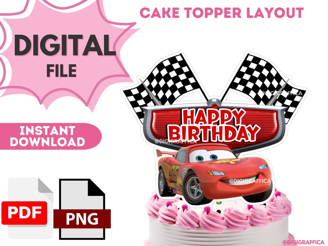 Cars Printable Cake Topper, Cars Cake Topper, Cars Centerpiece ...