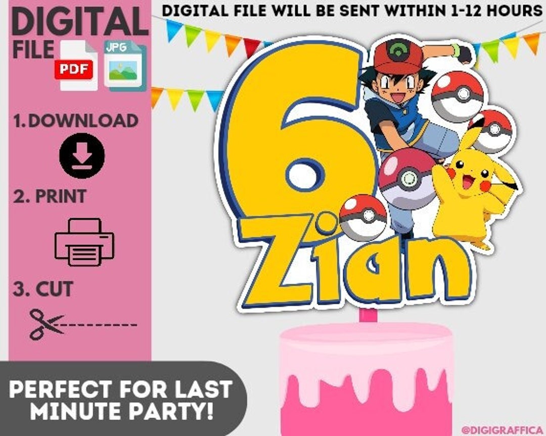 POKEMON Cake Topper Pokemon Birthday Cake Topper Digital - Etsy