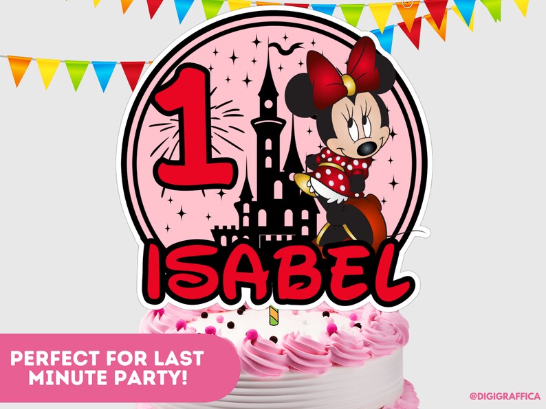 Minnie Cake Topper, Mouse Cake Topper, Red Minnie Topper, Red Mouse ...