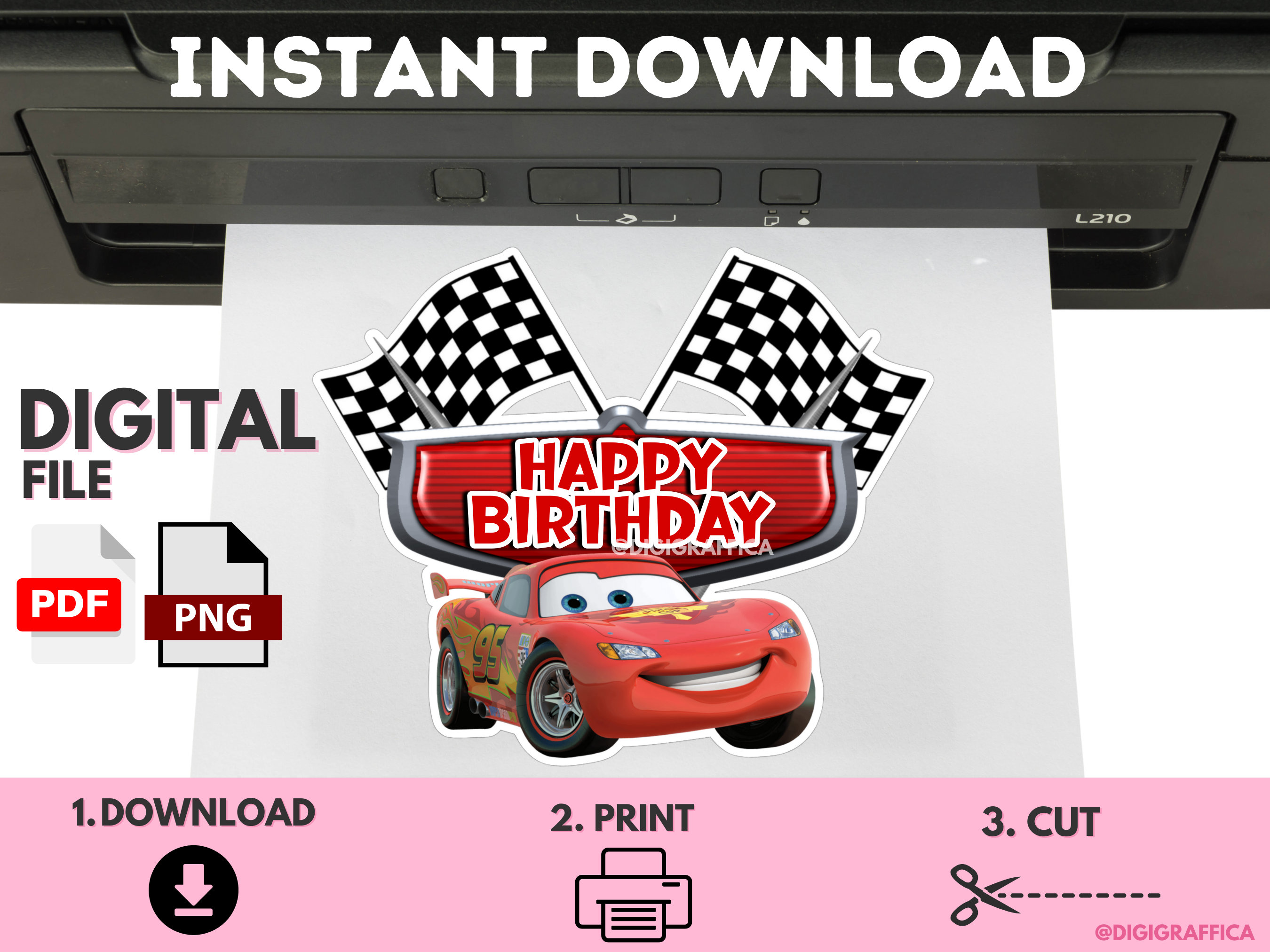 Cars Printable Cake Topper, Cars Cake Topper, Cars Centerpiece ...