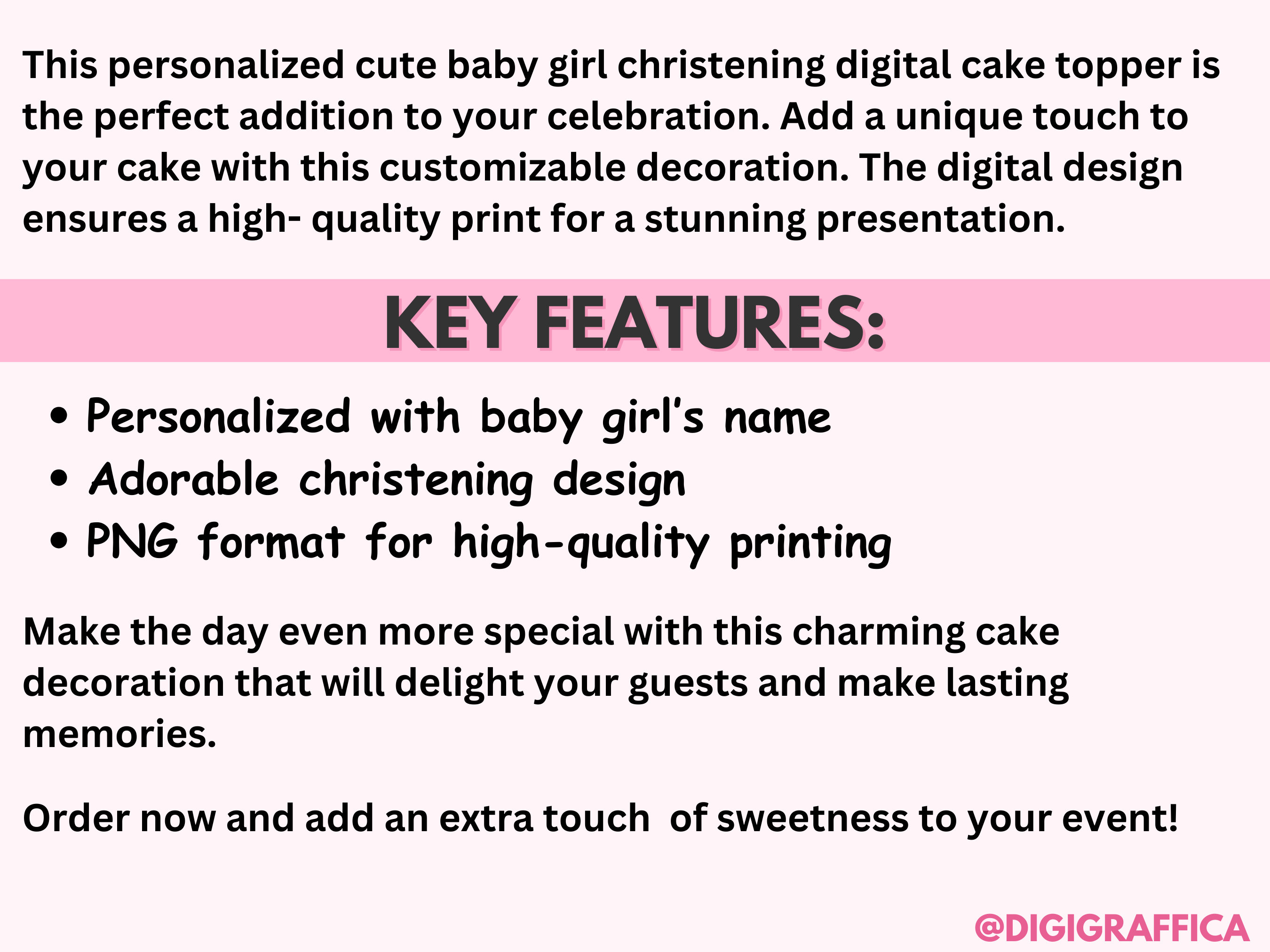 Cute Baby Girl Christening Cake Topper, Baptismal Cake Topper ...