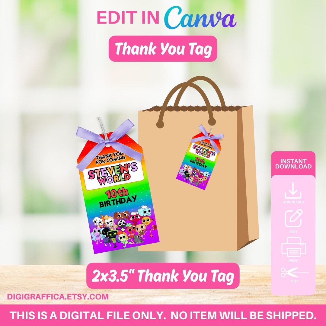 Canva Editable Dandy’s World Thank You Tag Template | 2x3.5 Digital ...