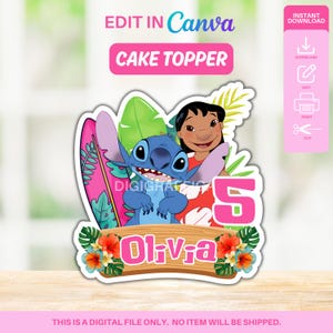 Blue Alien Cake Topper: Editable Canva Template (digital Download) - Etsy