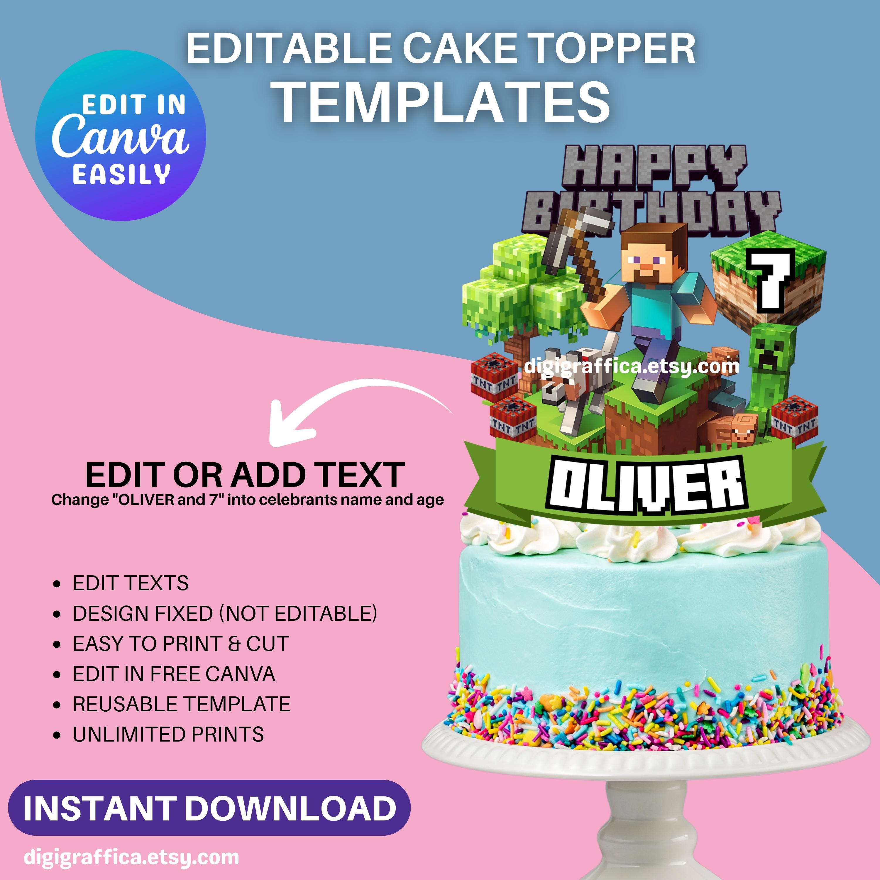 20 Canva Cake Topper Templates | Kids Birthday Party Decor (digital ...