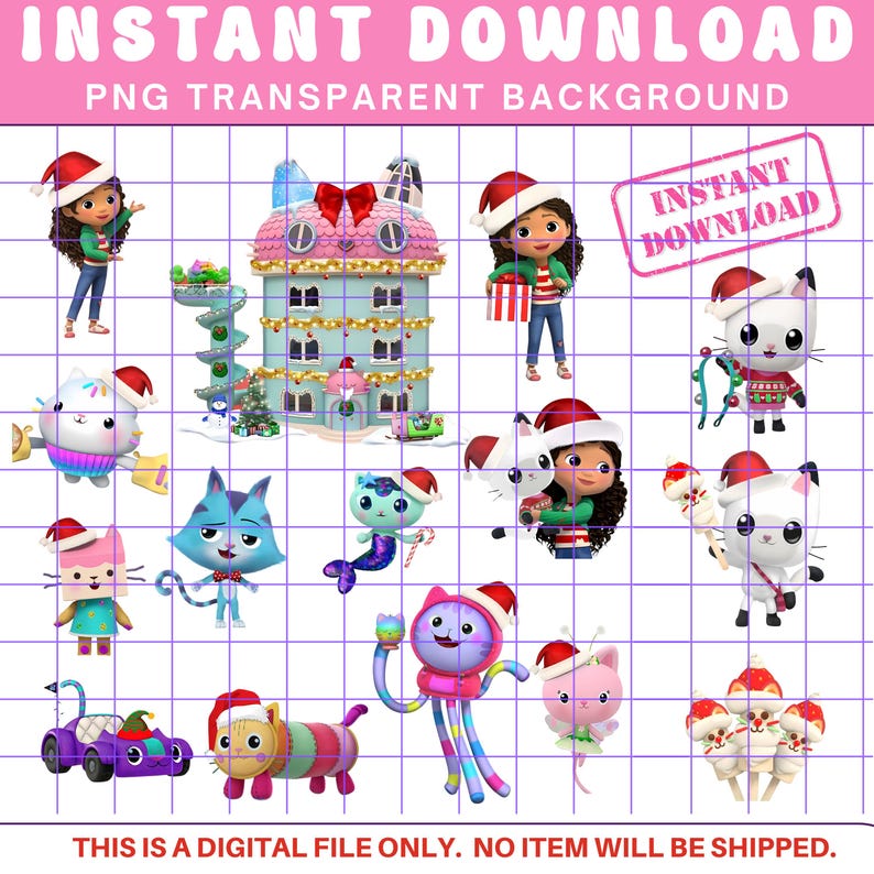 Printable Gabbys Dollhouse PNG, Printable Christmas Gabby Dollhouse ...