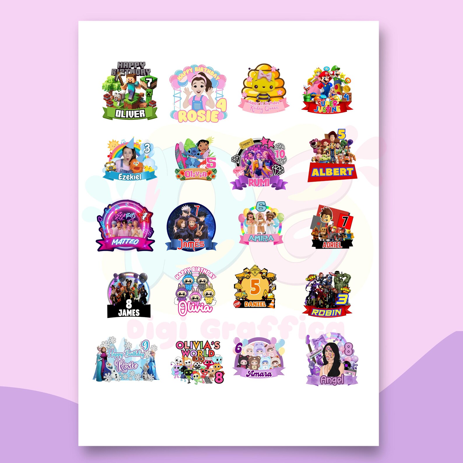 20 Canva Cake Topper Templates | Kids Birthday Party Decor (digital ...