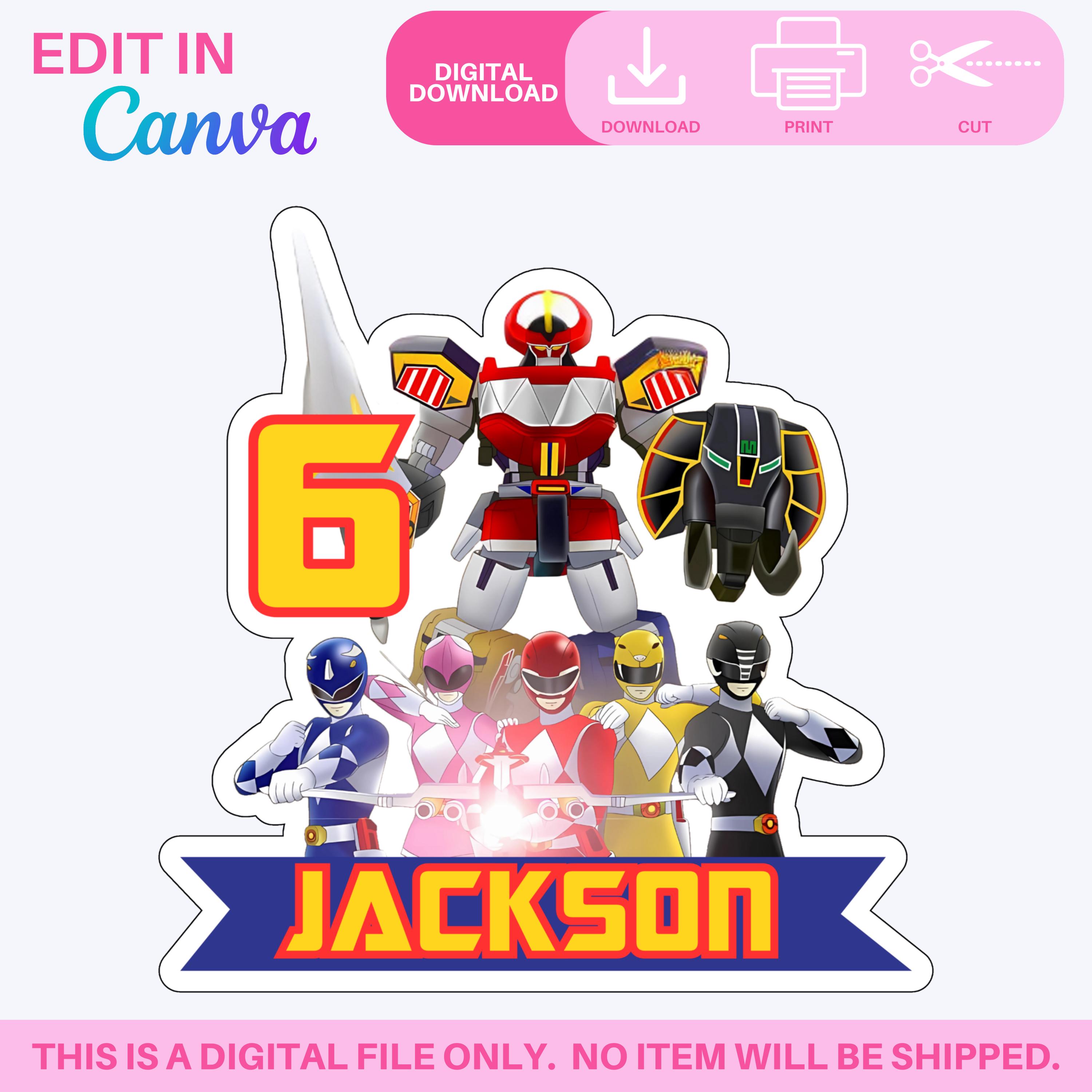Canva Editable Power Rangers Cake Topper, Rangers Cake Topper, Digital ...