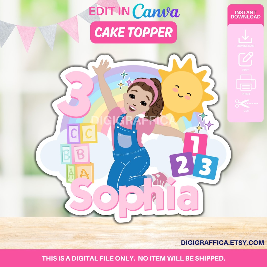 Ms Rachel Printable Birthday Cake Topper: Editable Canva Template ...