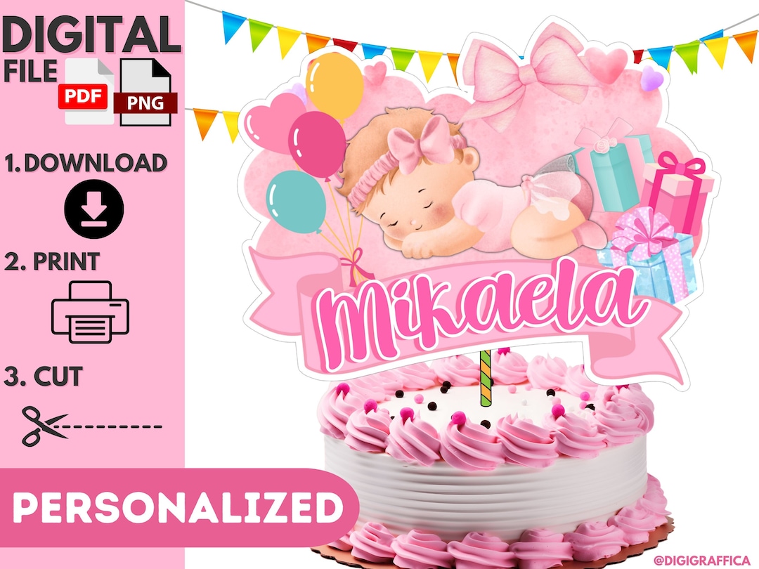 Cute Baby Girl Christening Cake Topper, Baptismal Cake Topper ...