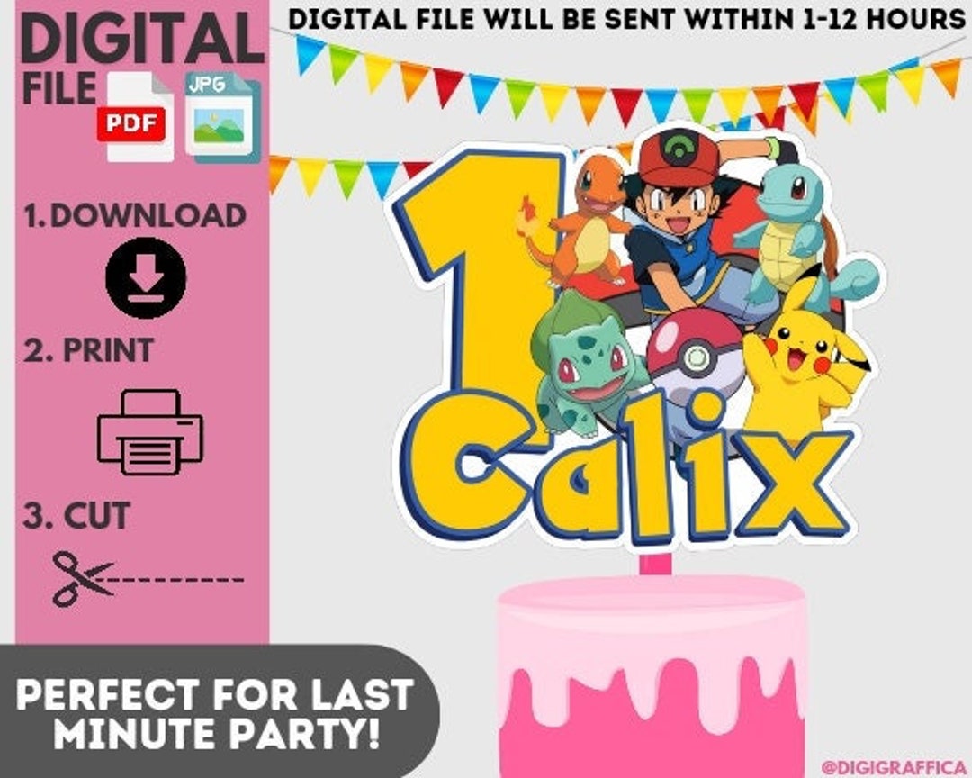 P0kem0n Cake Topper Instant Download, Digital File, Cake Topper Design ...