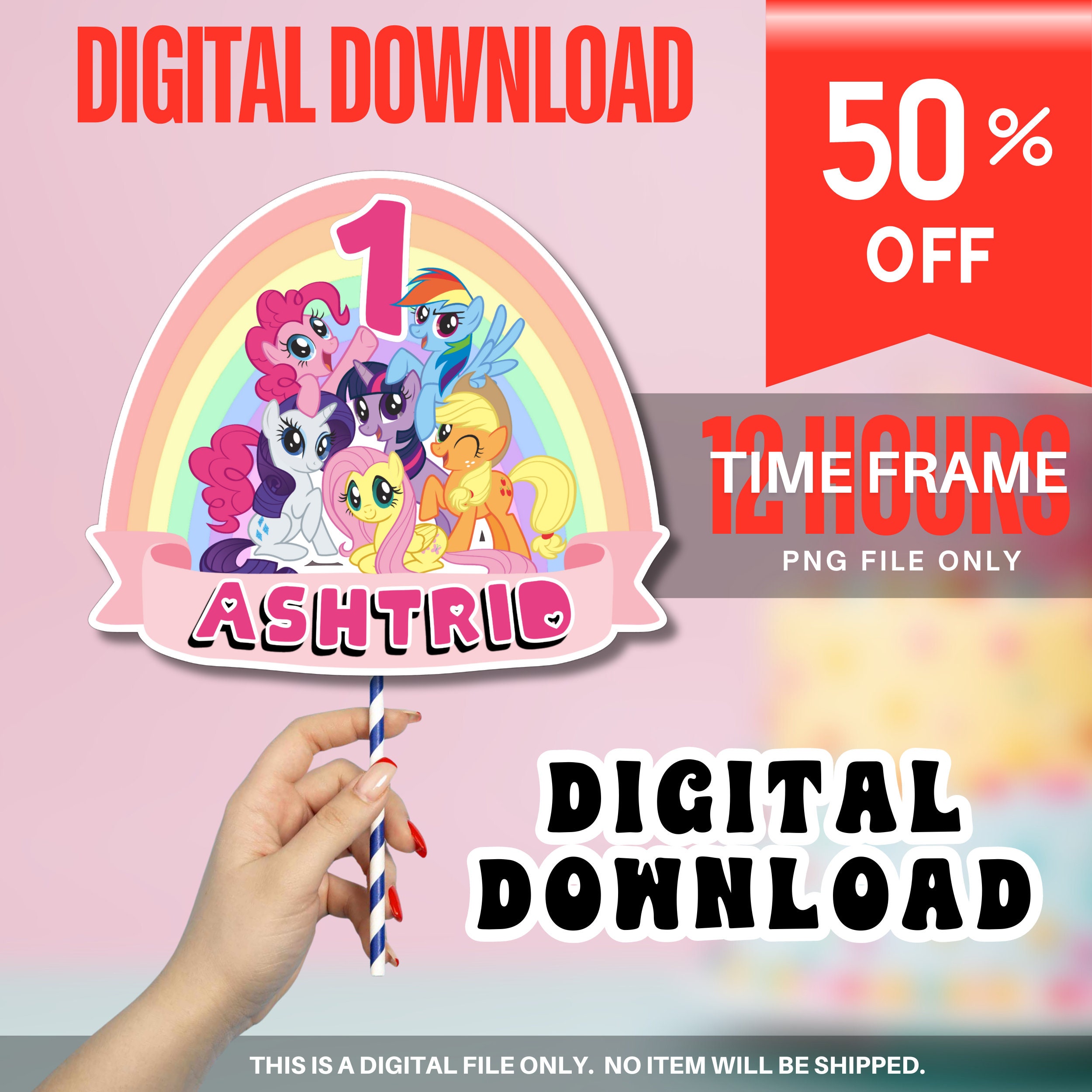 My Little Pony Cake Topper, Pony Digital Customized Cake Topper, My ...