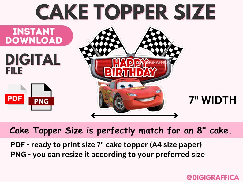 Cars Printable Cake Topper, Cars Cake Topper, Cars Centerpiece ...