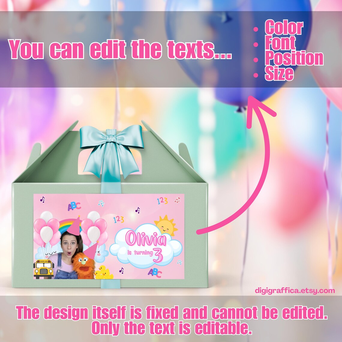 Ms. Rachel Gable Box Template: Printable Editable Party Favor (digital ...