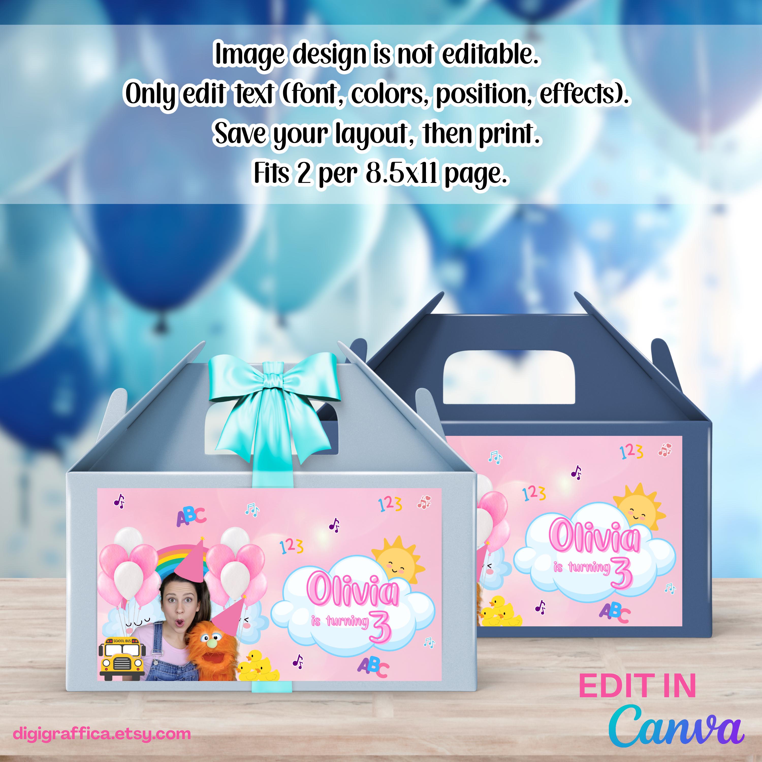 Ms. Rachel Gable Box Template: Printable Editable Party Favor (digital ...