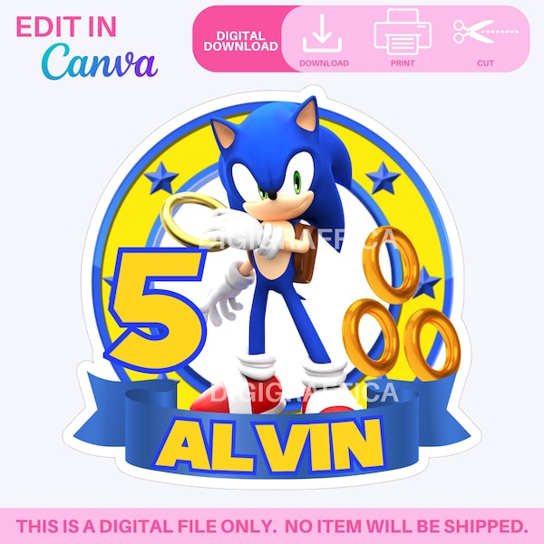 Sonic Cake Topper - Etsy