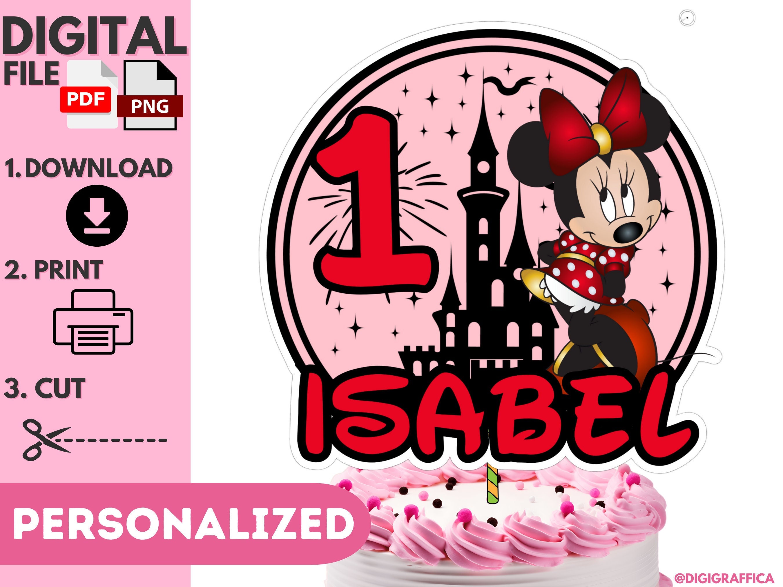 Minnie Cake Topper, Mouse Cake Topper, Red Minnie Topper, Red Mouse ...