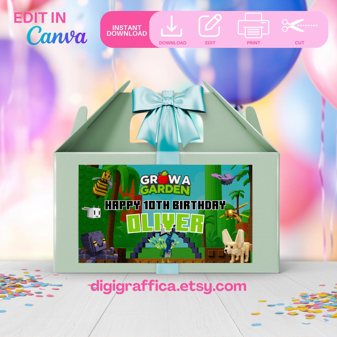 Roblox Gable Box Template: Grow a Garden Party Favor (digital Download ...