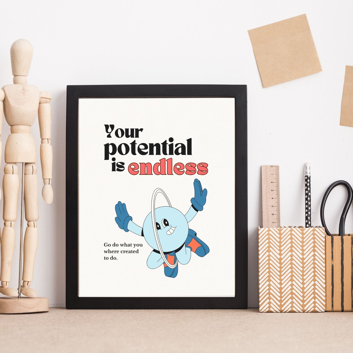 Your Potential is Endless Printable Wall Art Retro Cute Inspiring Quote ...