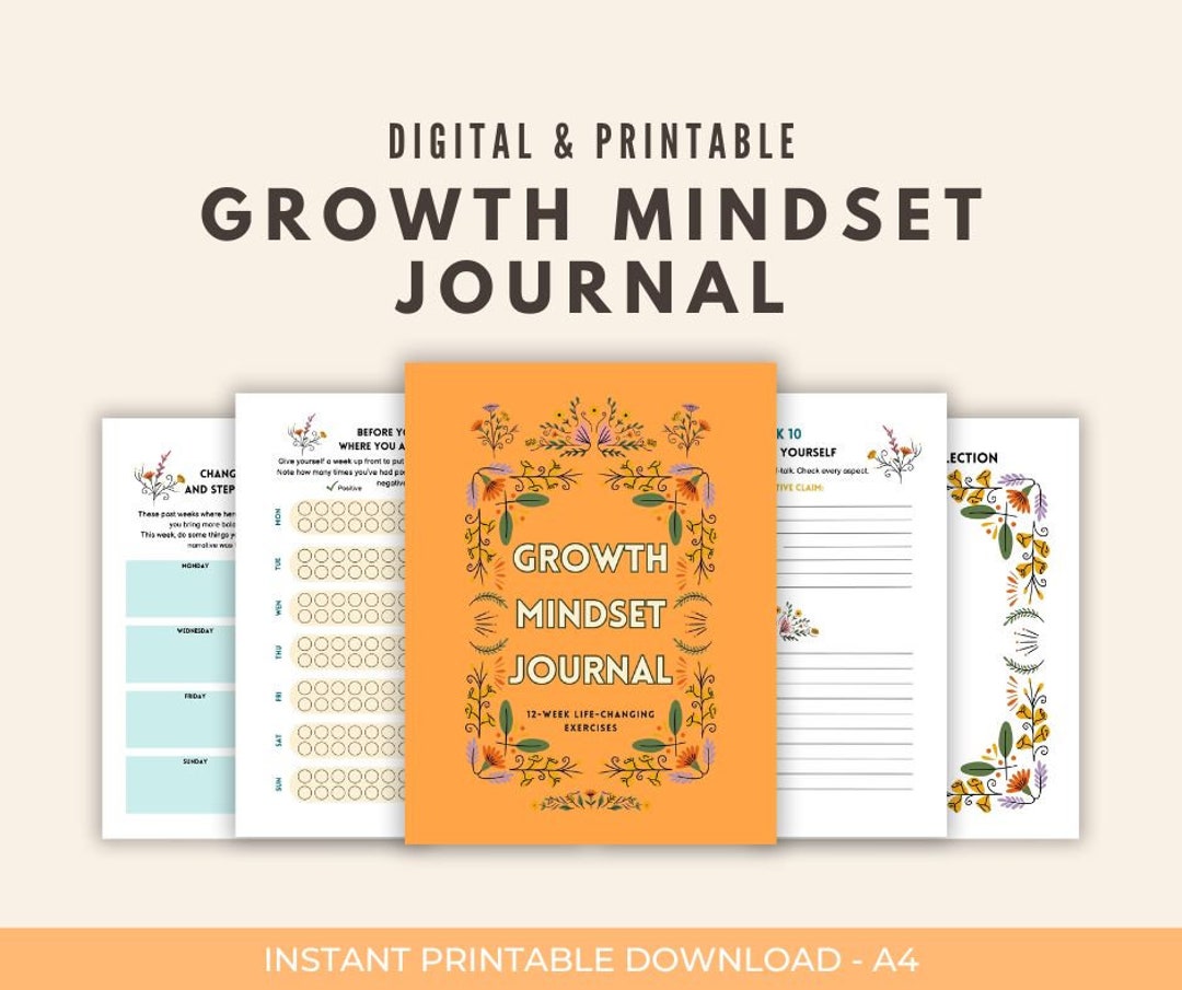 Growth Mindset Journal, Digital & Printable, 12 Weeks Exercises ...